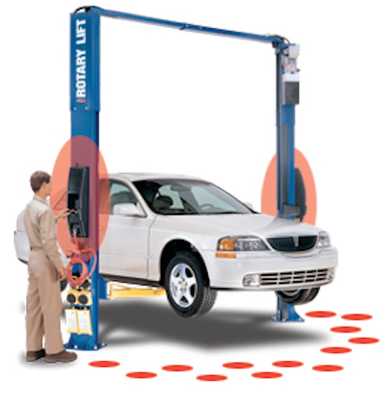 2-post vehicle lifts with push-button dual controls | Fleet Maintenance