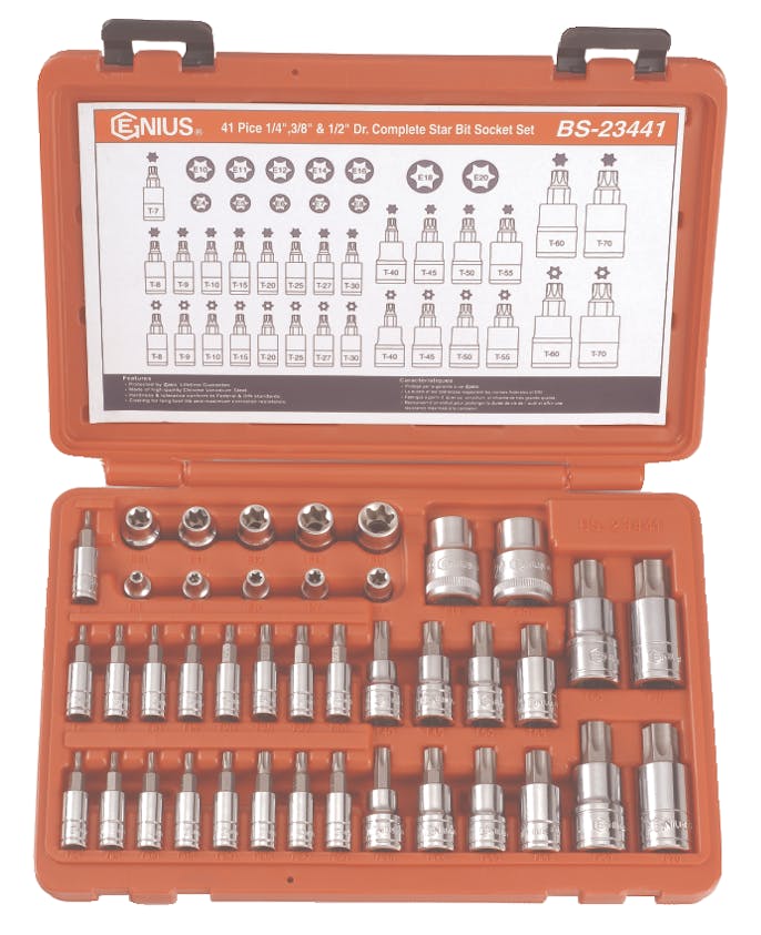 41-piece 1/4", 3/8" and 1/2" Drive Complete Star Bit Socket Set | Fleet Maintenance