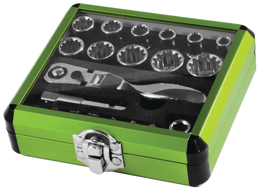 21-pc 1/4"-drive Spline Socket and Bit Set | Fleet Maintenance