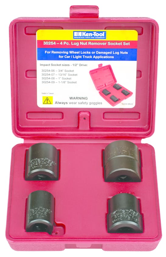 4-Piece Lug Nut Remover Impact Socket Set | Fleet Maintenance