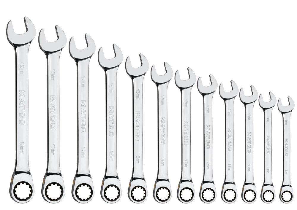 Matco Tools S9GRCM12 90 Tooth Combo Ratcheting Wrench Set Product Tool ...