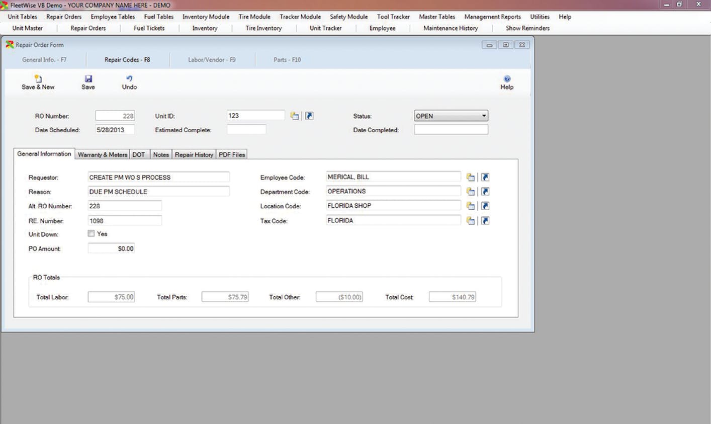 FleetWise VB Fleet Maintenance Software 6.2 | Fleet Maintenance