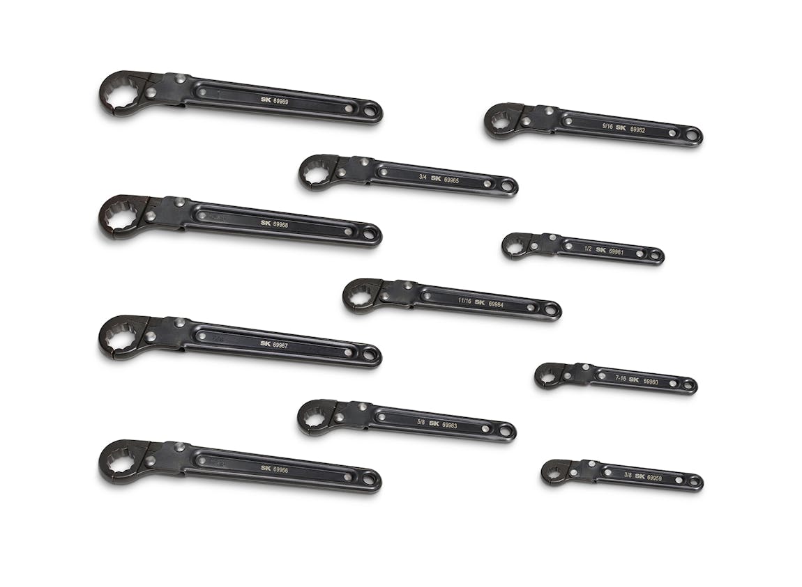 11 Pc Flare Nut Ratcheting Wrenches Set Fleet Maintenance